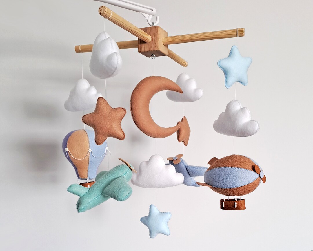 Aviation Nursery Mobile Baby Boy Boho Baby Mobile Balloon Boho Nursery ...