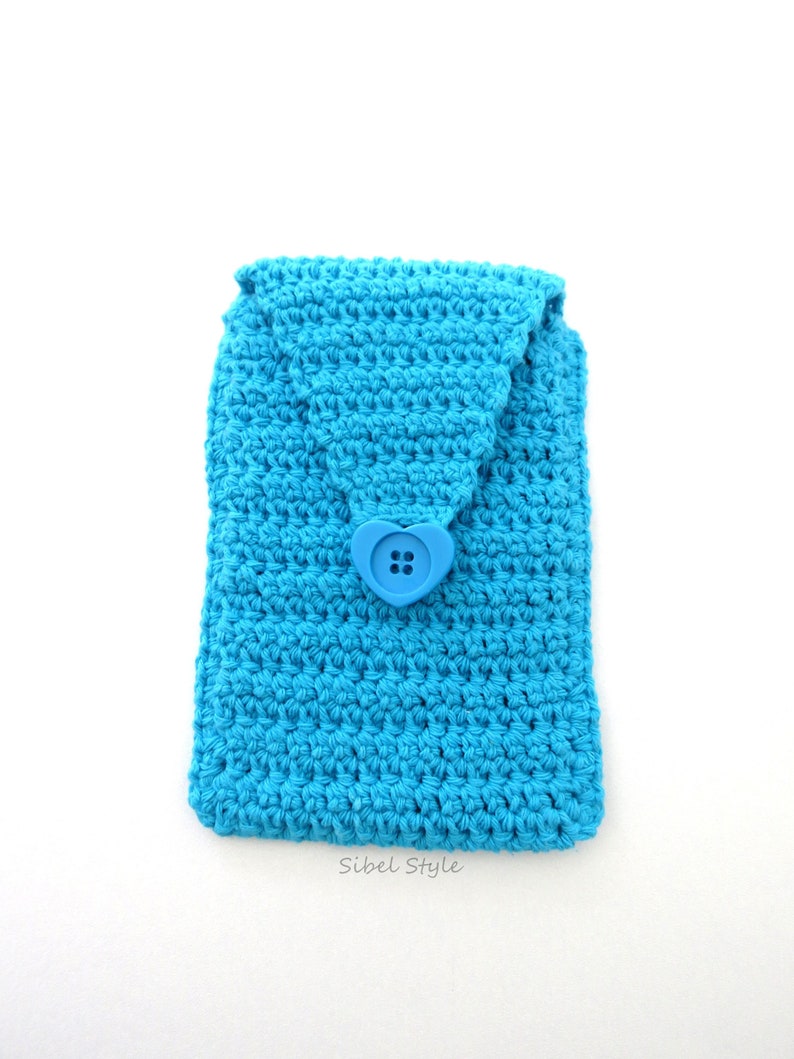 Crochet Flap Pouch Cell Phone Case, Handmade Cotton Small Pouch ...