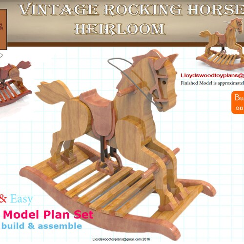 Antique 1890 Rocking Horse Wood Toy Plans & Patterns PDF - Etsy