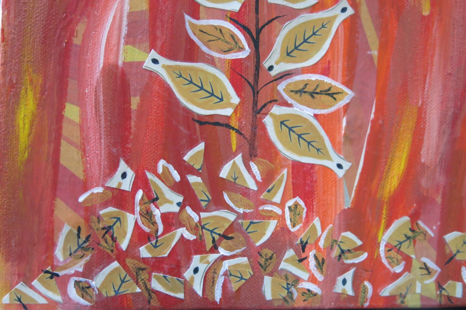 Mixed Media Collage Art "pear Tree" - Etsy