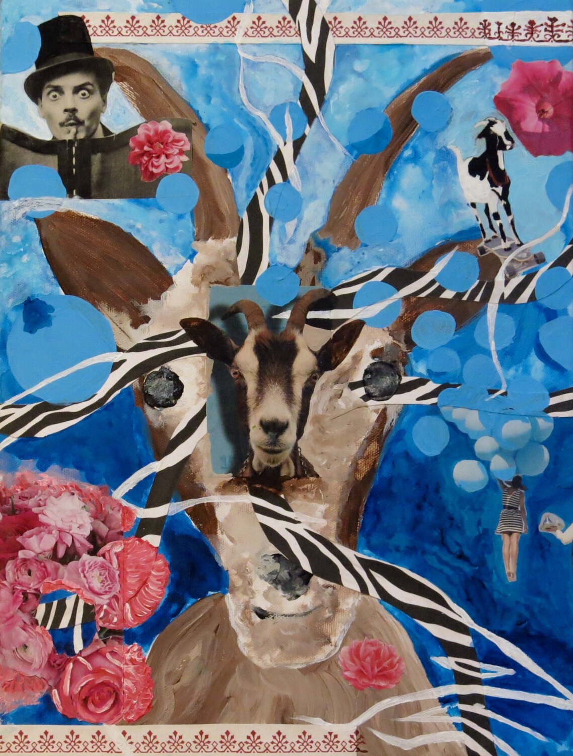 Mixed Media Collage Art goat Dream | Etsy