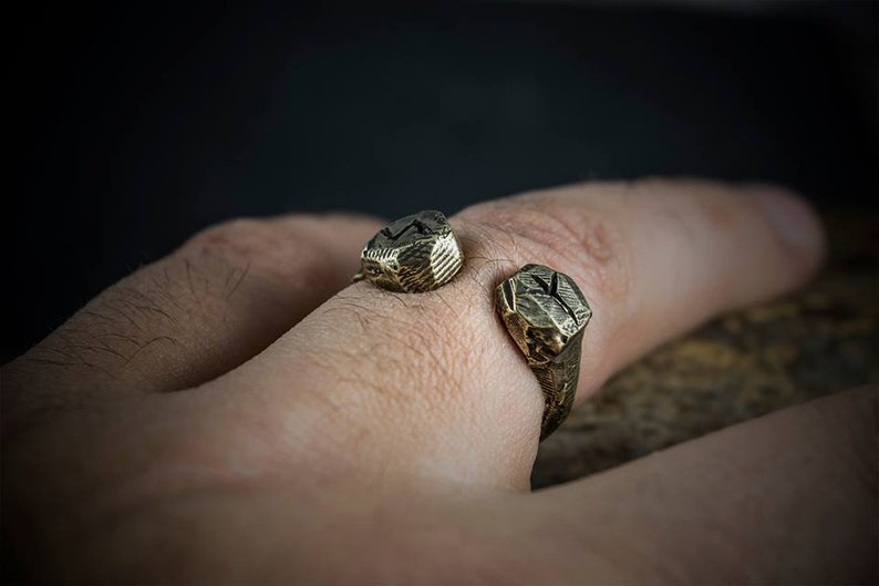 Viking Ring With Protection Magic RUNES Algiz and Sigel | Etsy