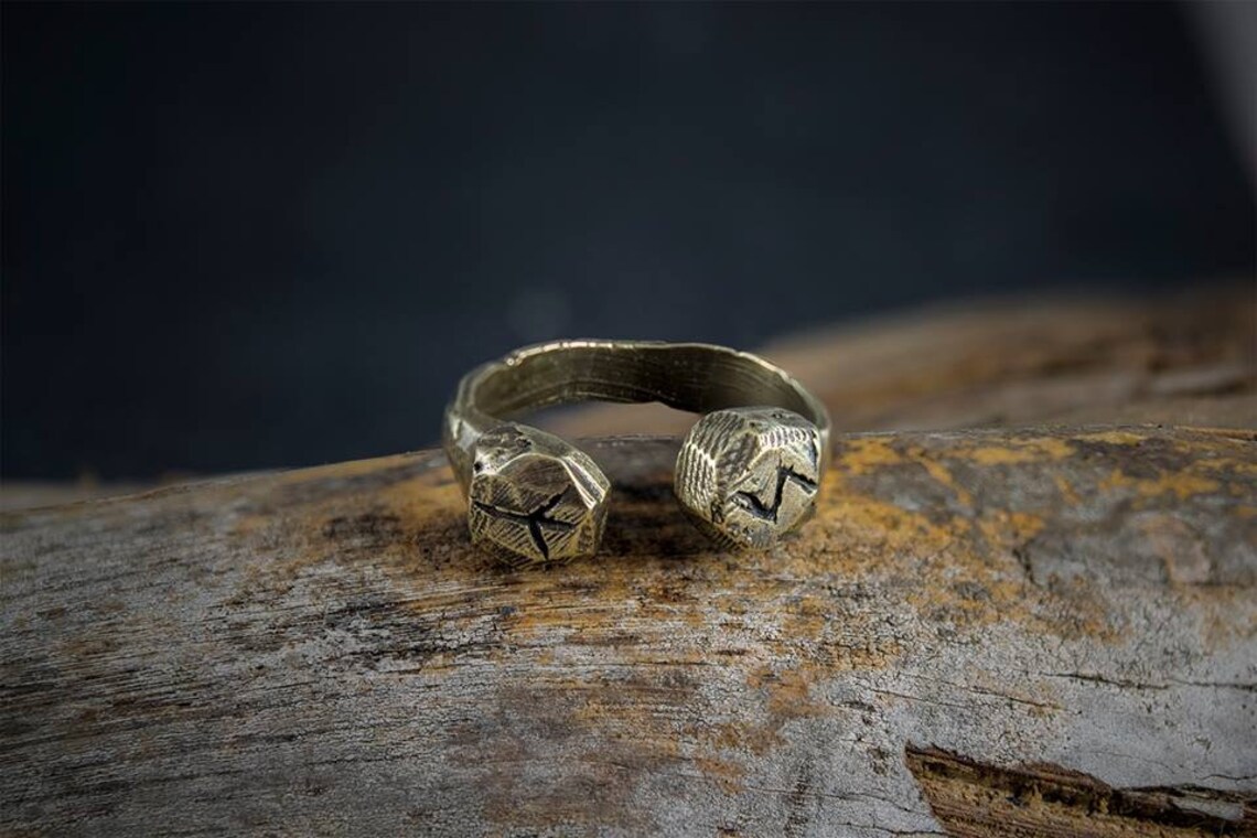 Viking Ring With Protection Magic RUNES Algiz and Sigel | Etsy