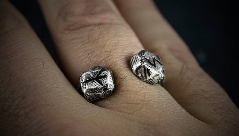 Viking Ring With Protection Magic RUNES Algiz and Sigel - Etsy