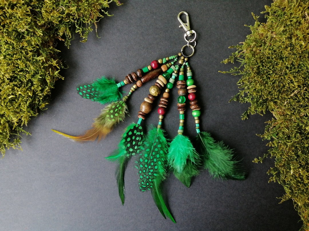 Hippie Keychain Bag Charm Feather Tassel Key Ring New Car New Home Gift ...