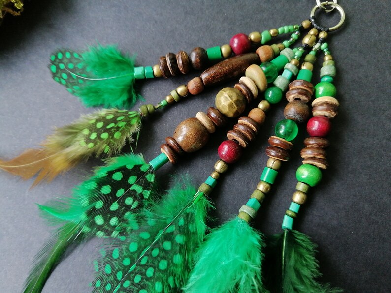 Hippie keychain bag charm feather tassel key ring new car new | Etsy