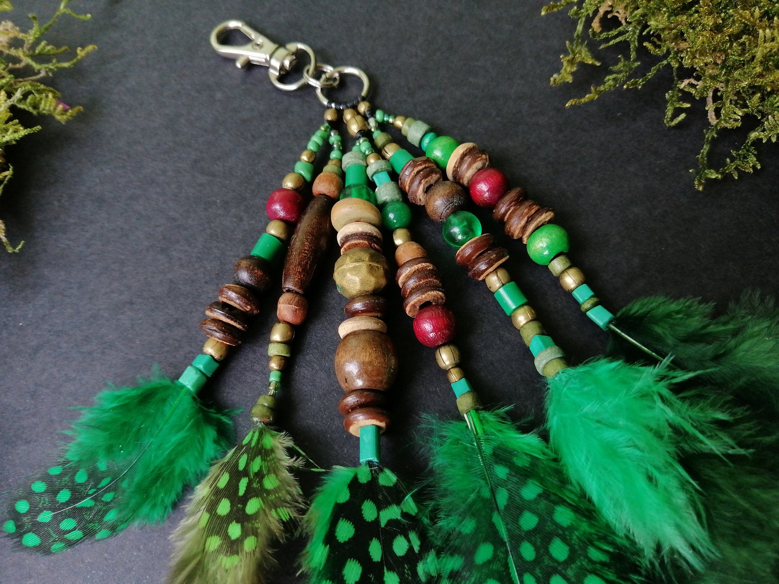 Hippie keychain bag charm feather tassel key ring new car new | Etsy