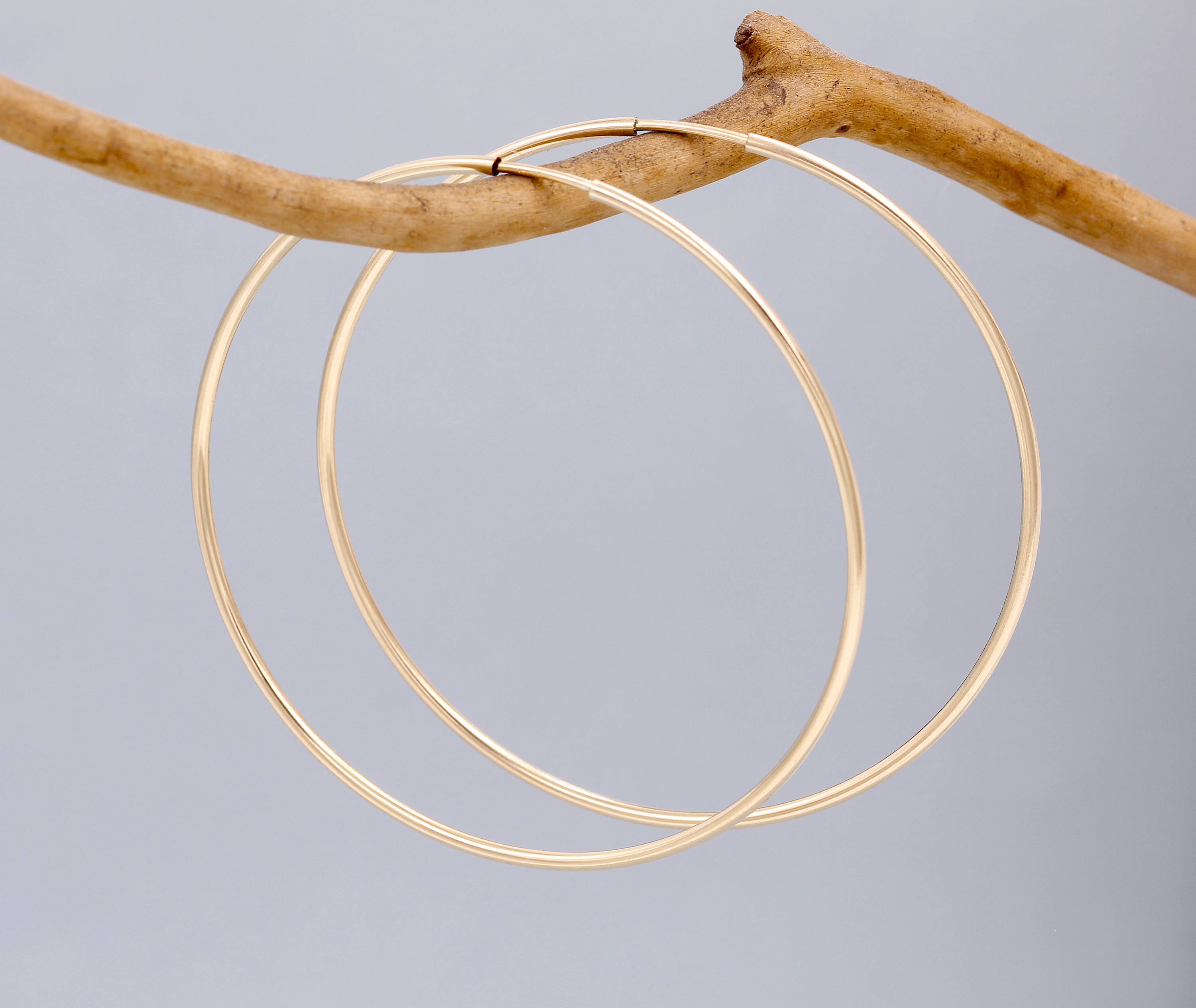 14k GF Yellow Gold Endless Hoop Earrings 50mm/2 | Etsy
