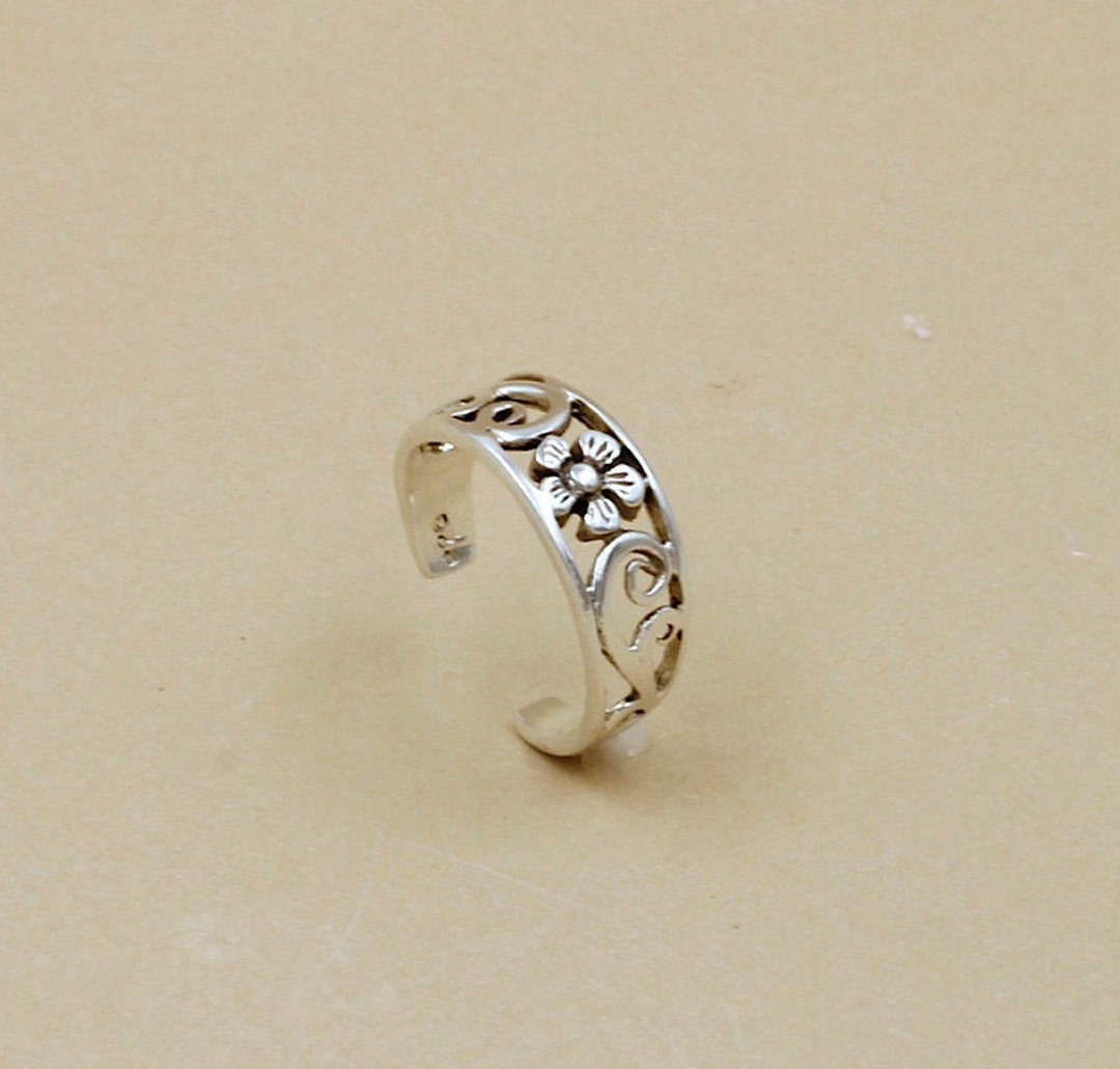 Flower Toe Band Ring 925 Sterling Silver - Etsy
