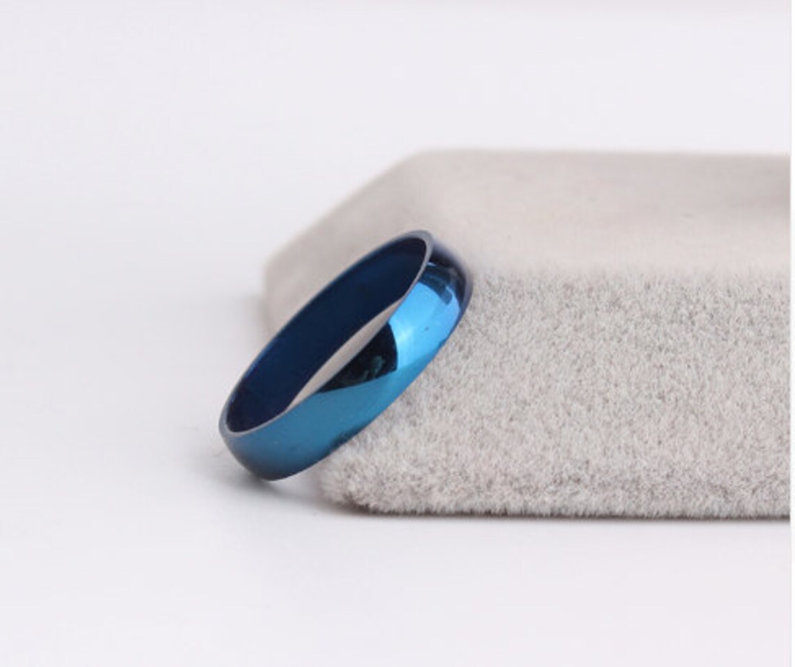 Polished Blue Stainless Steel Finger/thumb Ring Free - Etsy