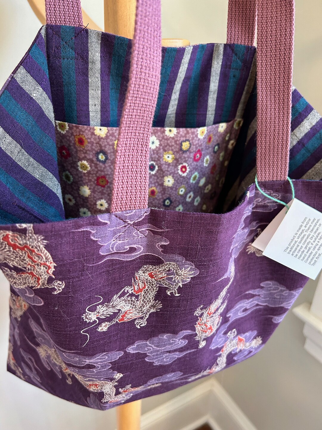 Soft Tote Bag Made From Woven and Print Asian Cottons - Etsy