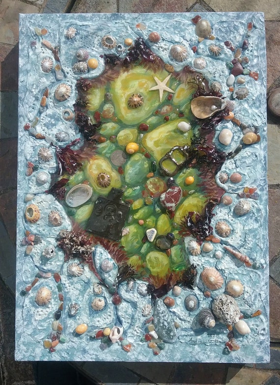 Original 3D Oil/ mixed media Rockpool painting by Andrew | Etsy