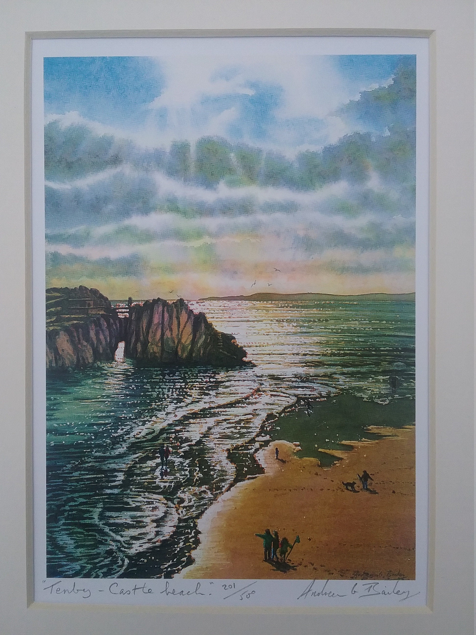 Tenby Castle Beach by Andrew Bailey. Signed Limited Print. - Etsy