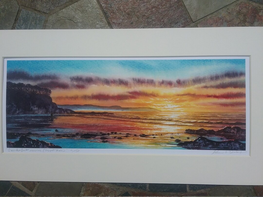 Saundersfoot Sunrise, Coppet Hall. Signed, Limited Edition Print Andrew ...