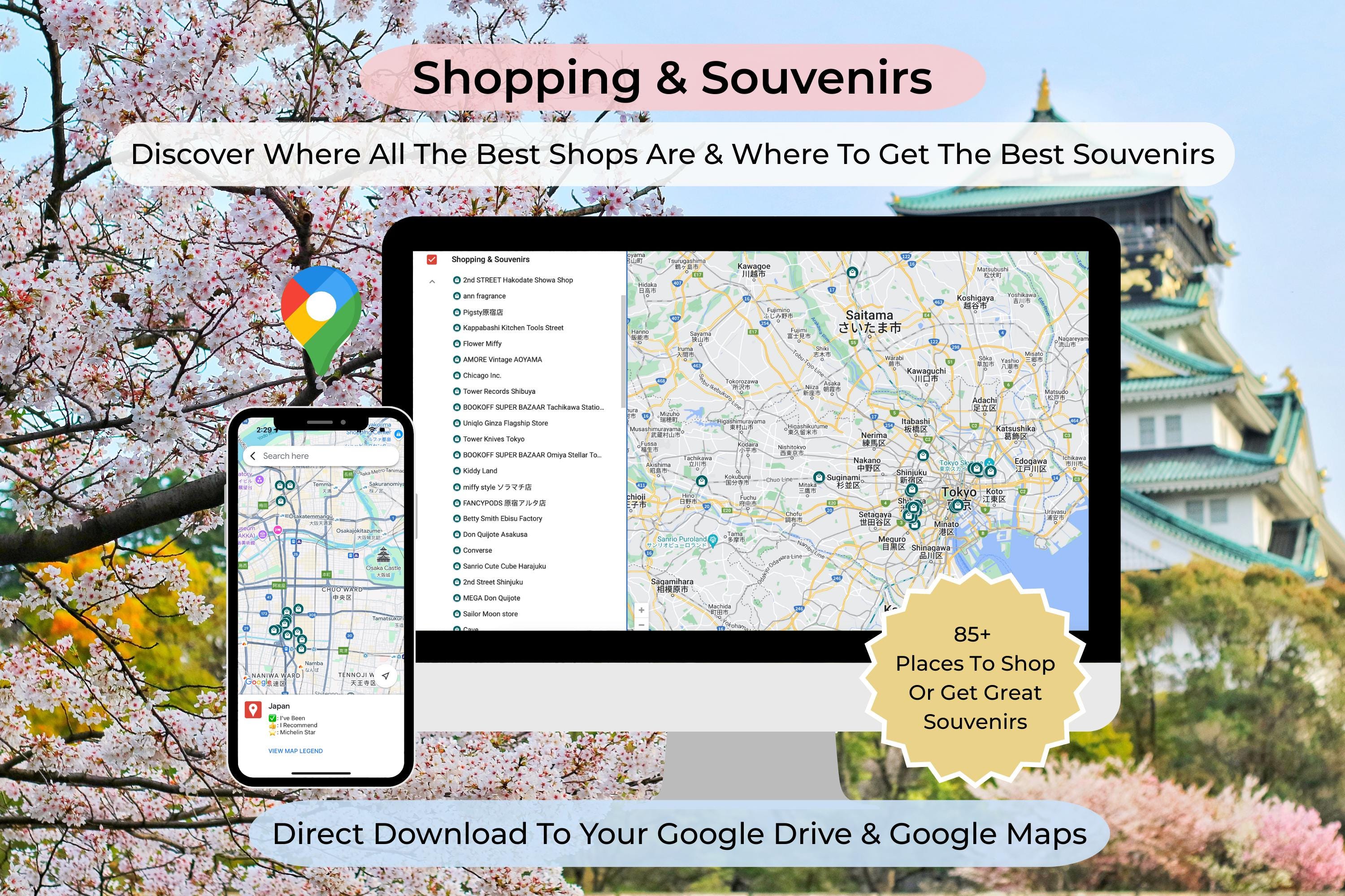 Complete Japan Travel Map & Guide | Google Map | My Maps - Etsy