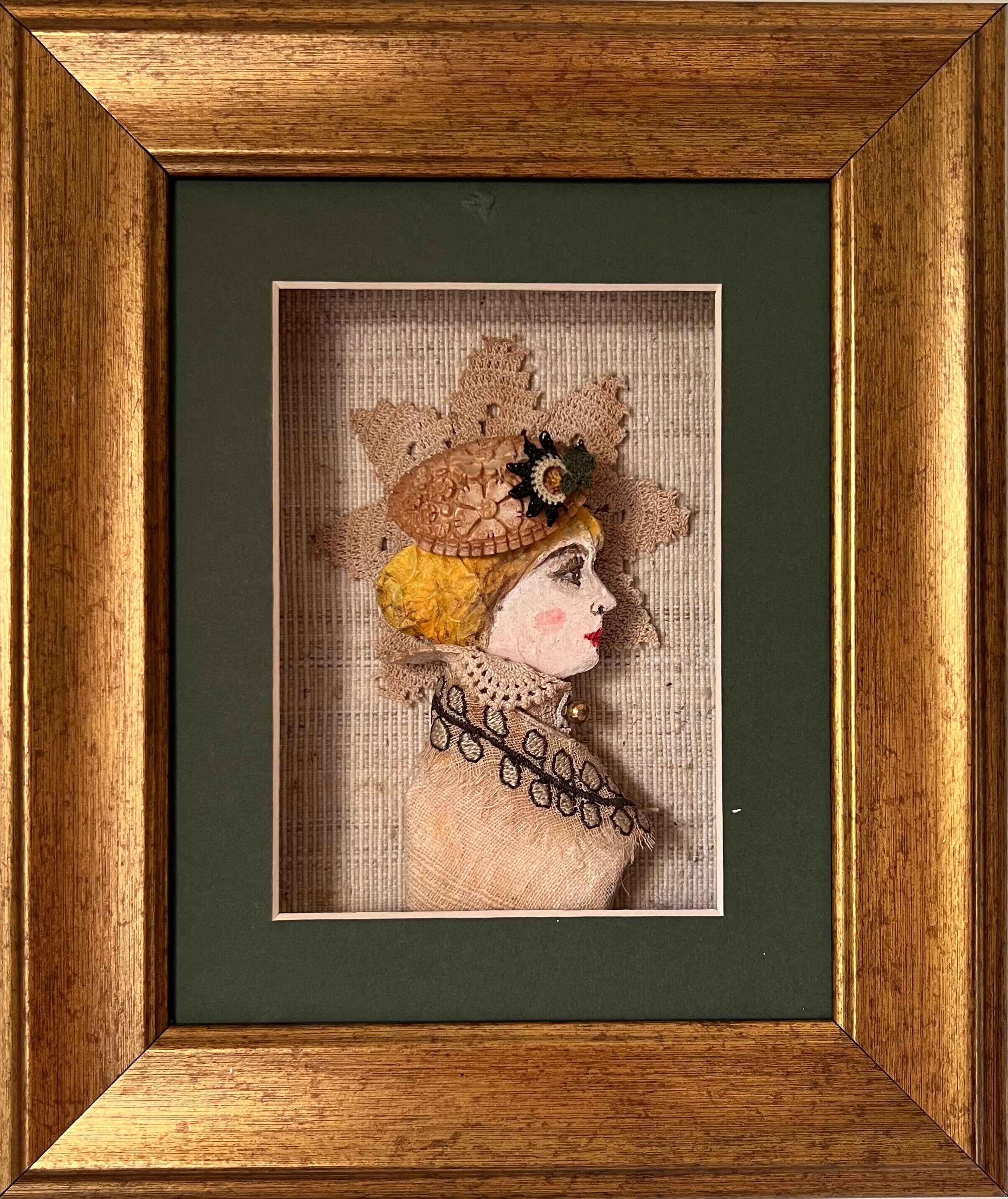 Romantic,nostalgic,3dhandmade Papier Mache Relief,oil Painting,gold ...