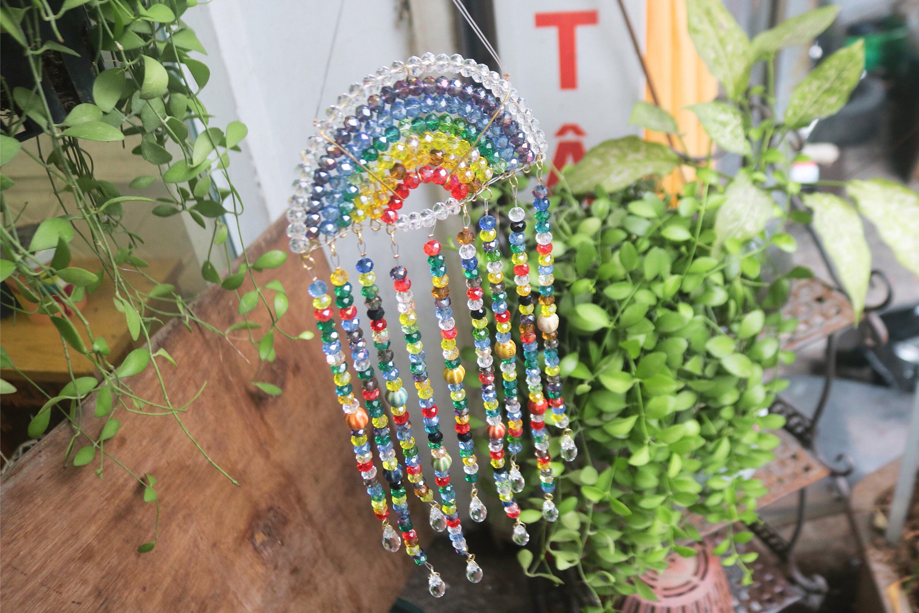 Handcrafted Rainbow Crystal Suncatcher Garden Decor Colorful Crystal ...