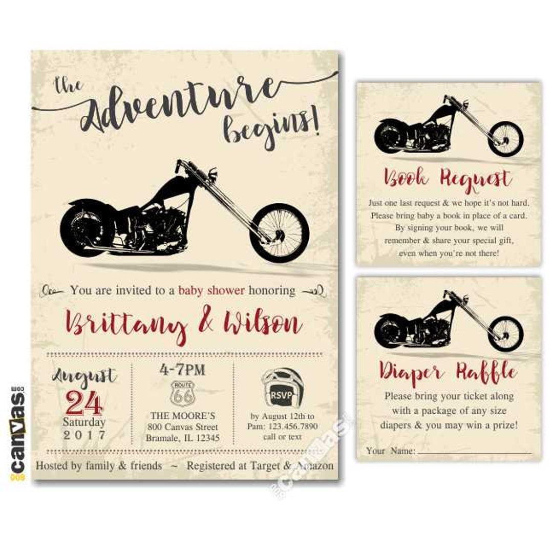 Motorcycle Baby Shower, MOTORBIKE Shower Invitation, It's A Boy ...