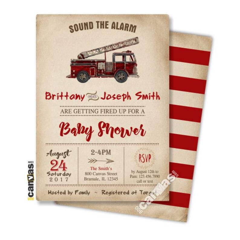 Firefighter Baby Shower Invitation Fireman Baby Shower - Etsy Canada