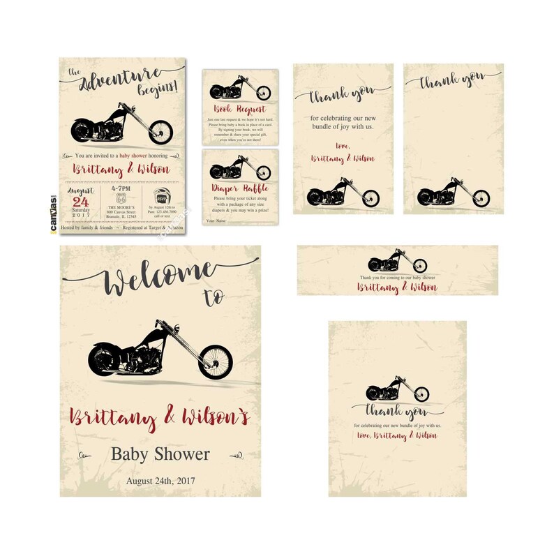 Motorcycle Baby Shower MOTORBIKE Shower Invitation It's | Etsy