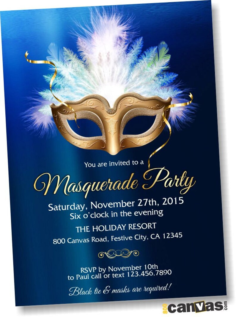 Masquerade Invitation Mardi Gras Mask Invitation Masquerade | Etsy