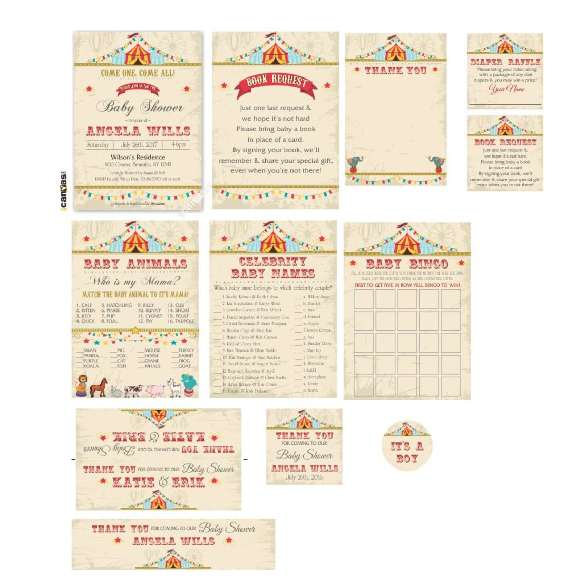 Circus Baby Shower Invitation, Carnival Baby Shower, Vintage Circus ...