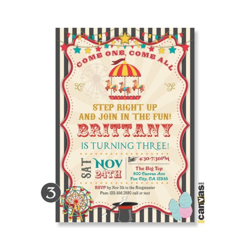 Carousel Birthday Invitation First Birthday Carousel - Etsy