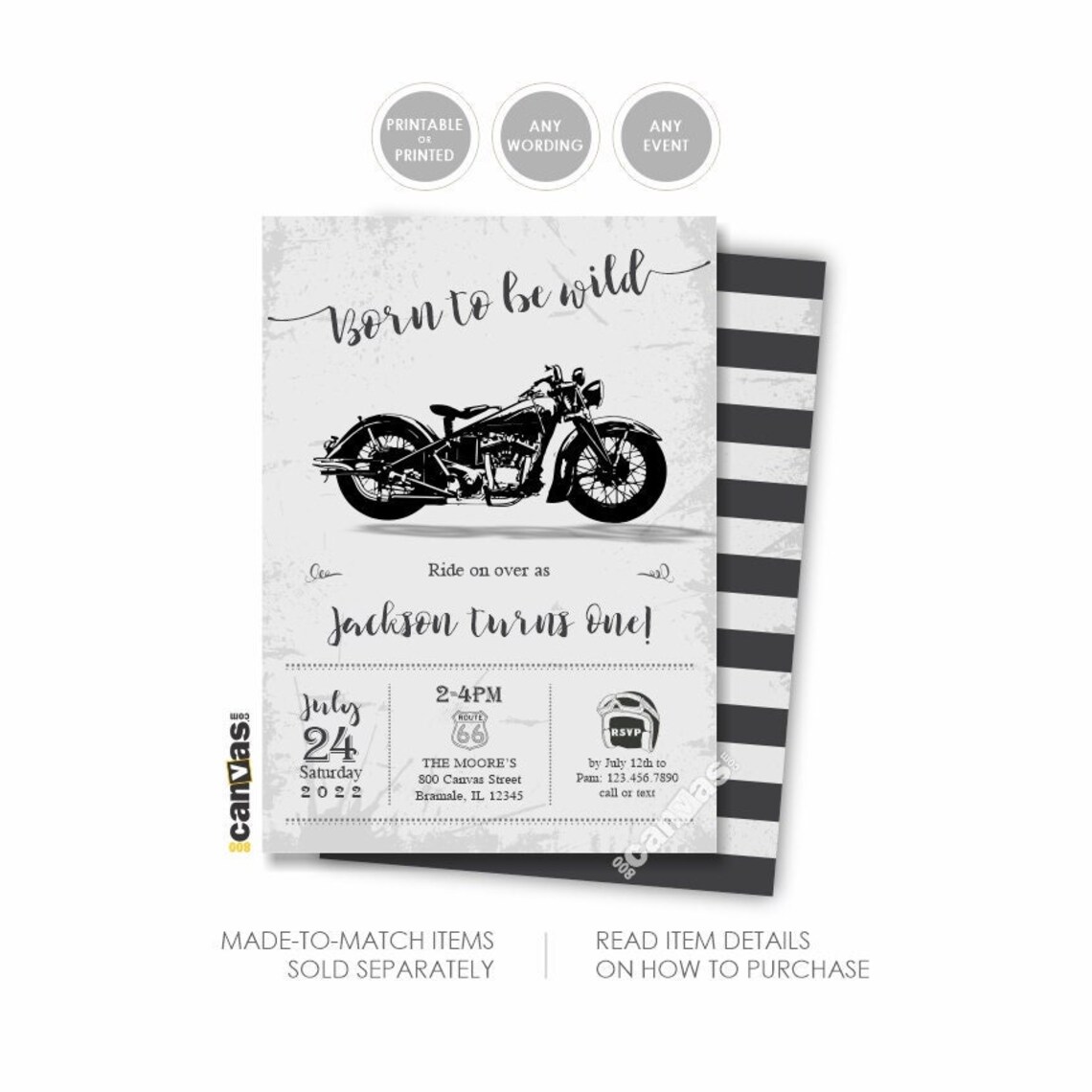 Motorcycle Birthday Invitation, Racing Birthday Invite, Adult Biker ...
