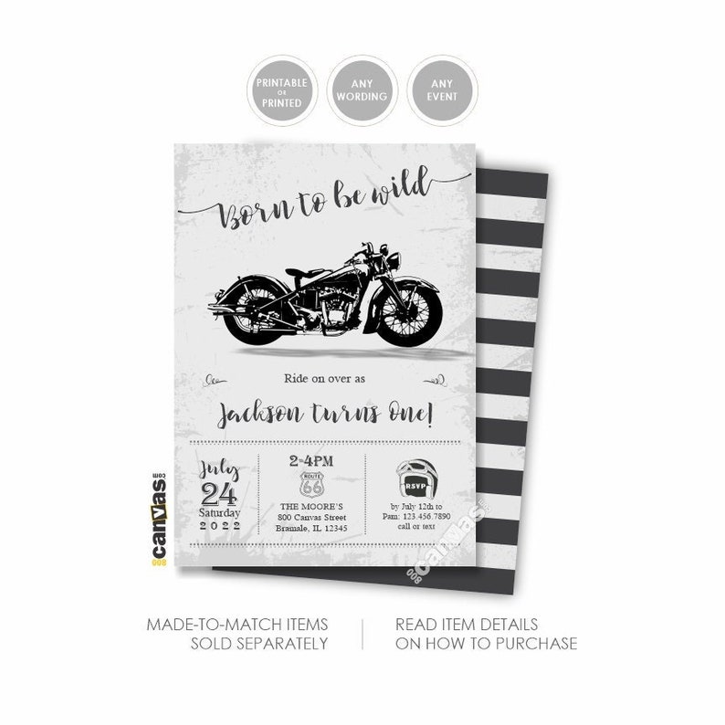 Motorcycle Birthday Invitation, Racing Birthday Invite, Adult Biker ...