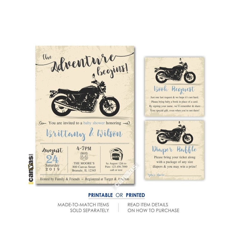 Motorcycle Baby Shower Invitation MOTORBIKE BABY Shower | Etsy Canada