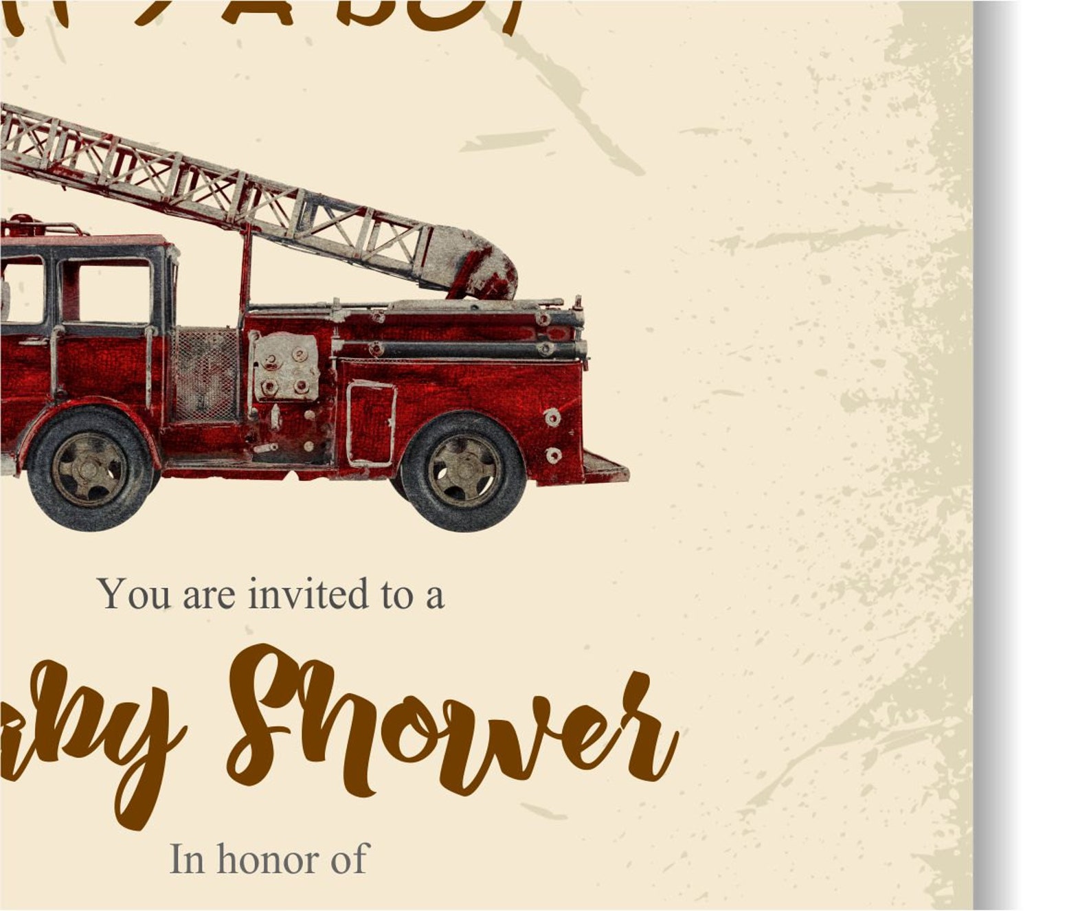 Firefighter Baby Shower Invitation, Fireman Baby Shower, Rustic Vintage ...