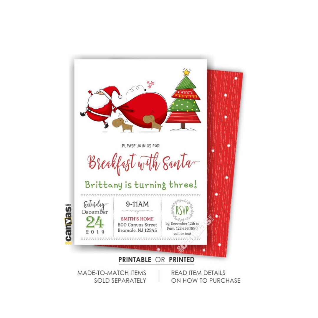 Breakfast With Santa Invitation, Breakfast With Santa, Santa Breakfast ...