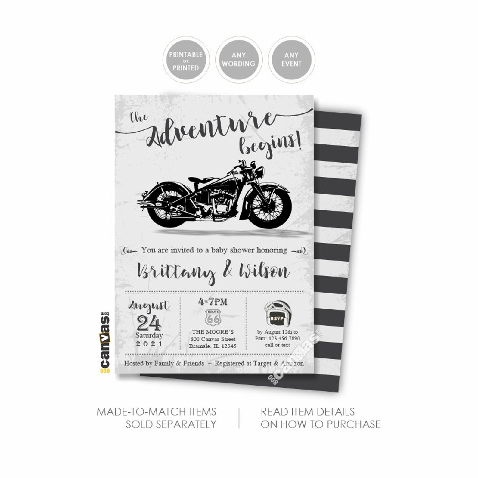 Motorcycle Baby Shower, Motorcycle Baby Shower Invitation, Motocross ...