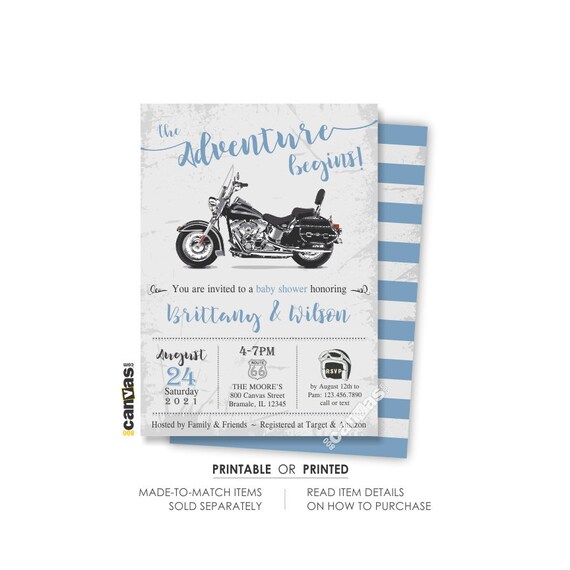Motorcycle Baby Shower Biker Baby Shower Invitation - Etsy