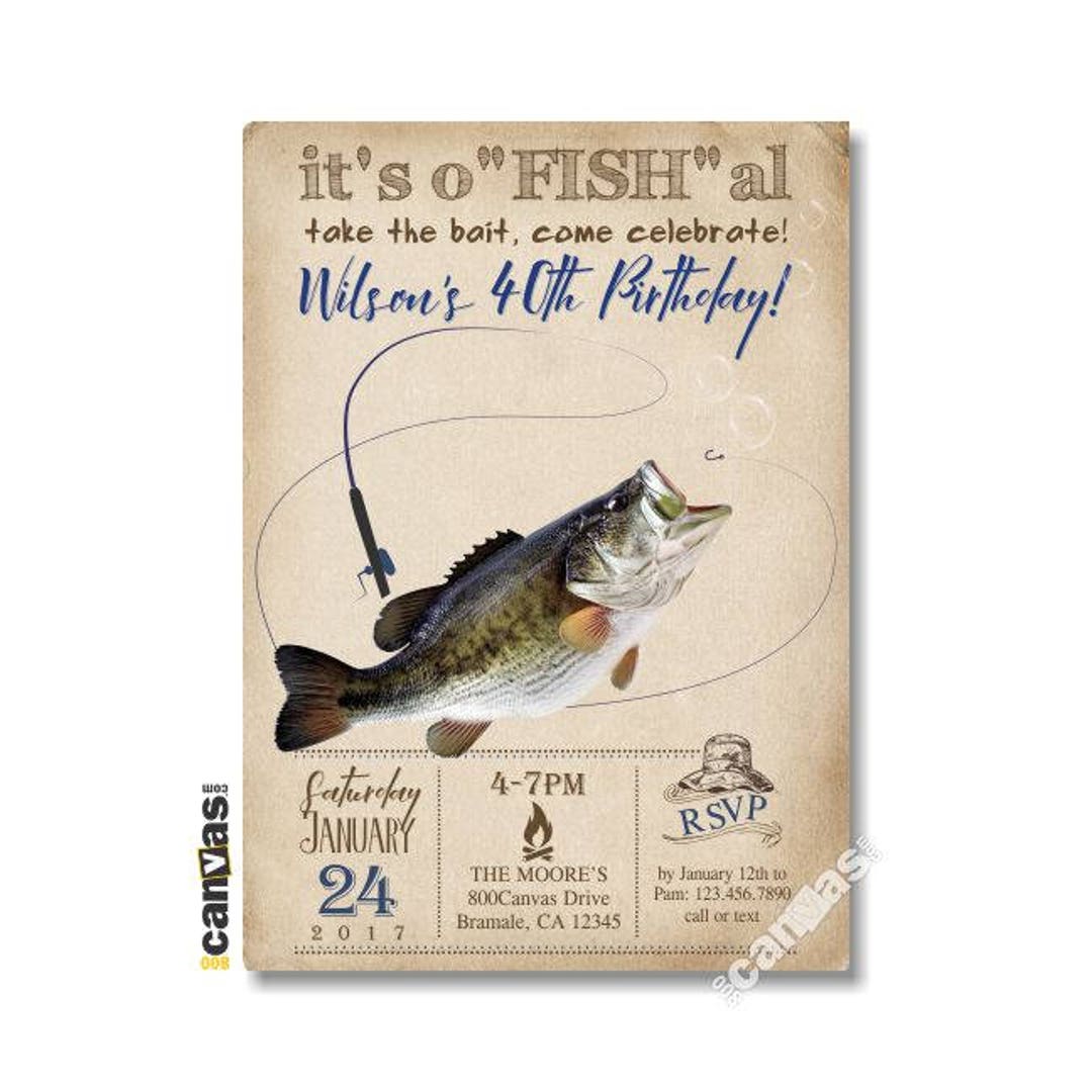 Fishing Invitation, Fishing Party Invitations, Fish Themed, Bass ...