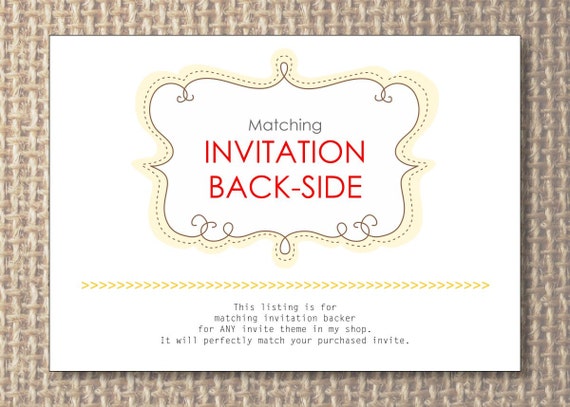 Made-to-match INVITATION BACKSIDE A La Carte or Add-on to | Etsy