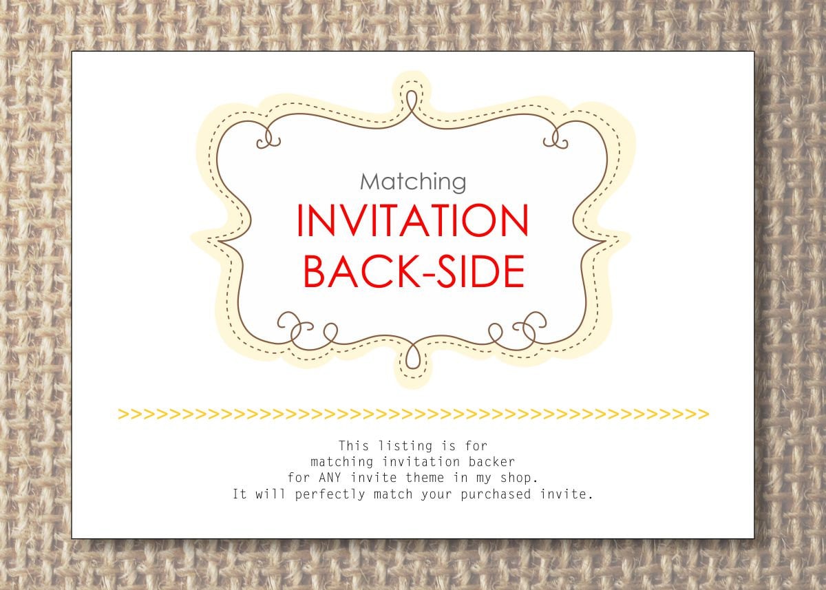 Made-to-match ~ INVITATION BACKSIDE - A La Carte or Add-on to Match Any ...