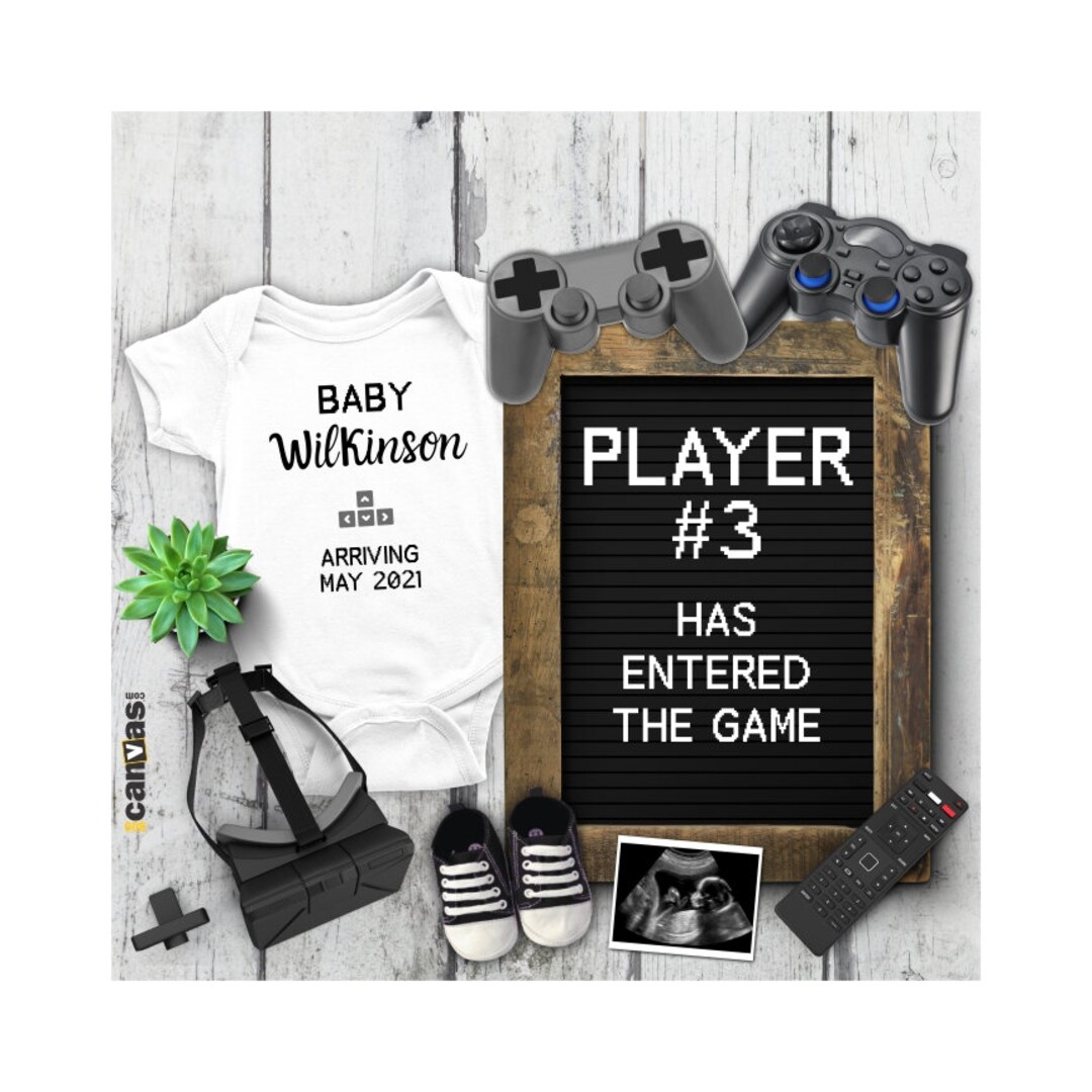 Editable Video Game Funny Pregnancy Reveal, Player # 1 2 3 4 5 Has ...