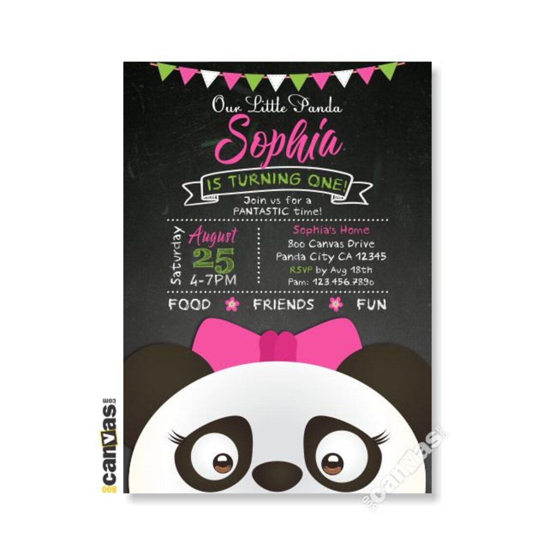 Panda Invitation Panda Birthday Invitation Panda Party | Etsy