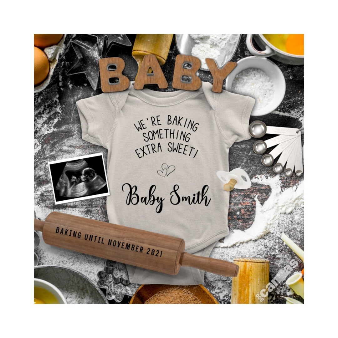 Baking Baby Announcement Digital, Bun in the Oven, Baking Something ...
