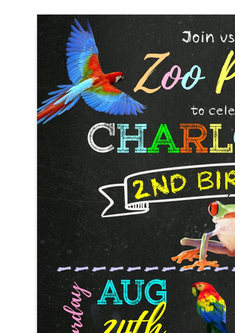 Zoo Birthday Invitation Zoo Invitation Party Animals | Etsy