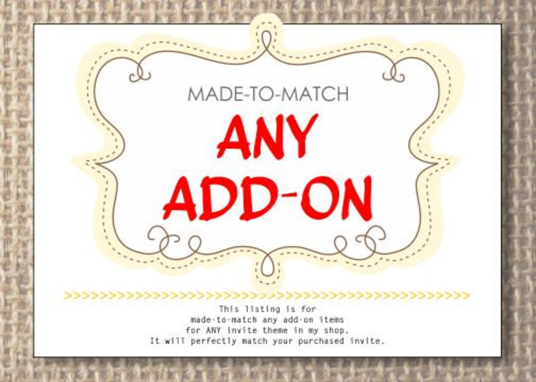 MADE-TO-MATCH Add-ons to Exactly Match Any Invitation in the Shop ...