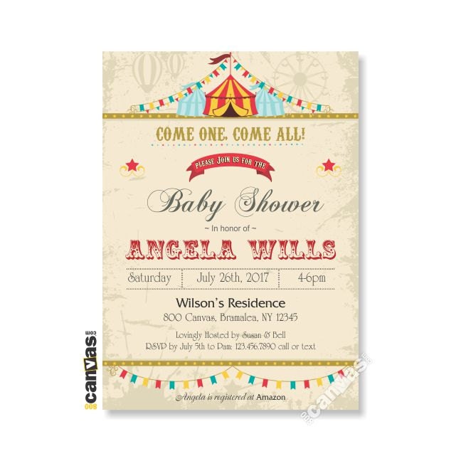 Circus Baby Shower Invitation, Carnival Baby Shower, Vintage Circus ...