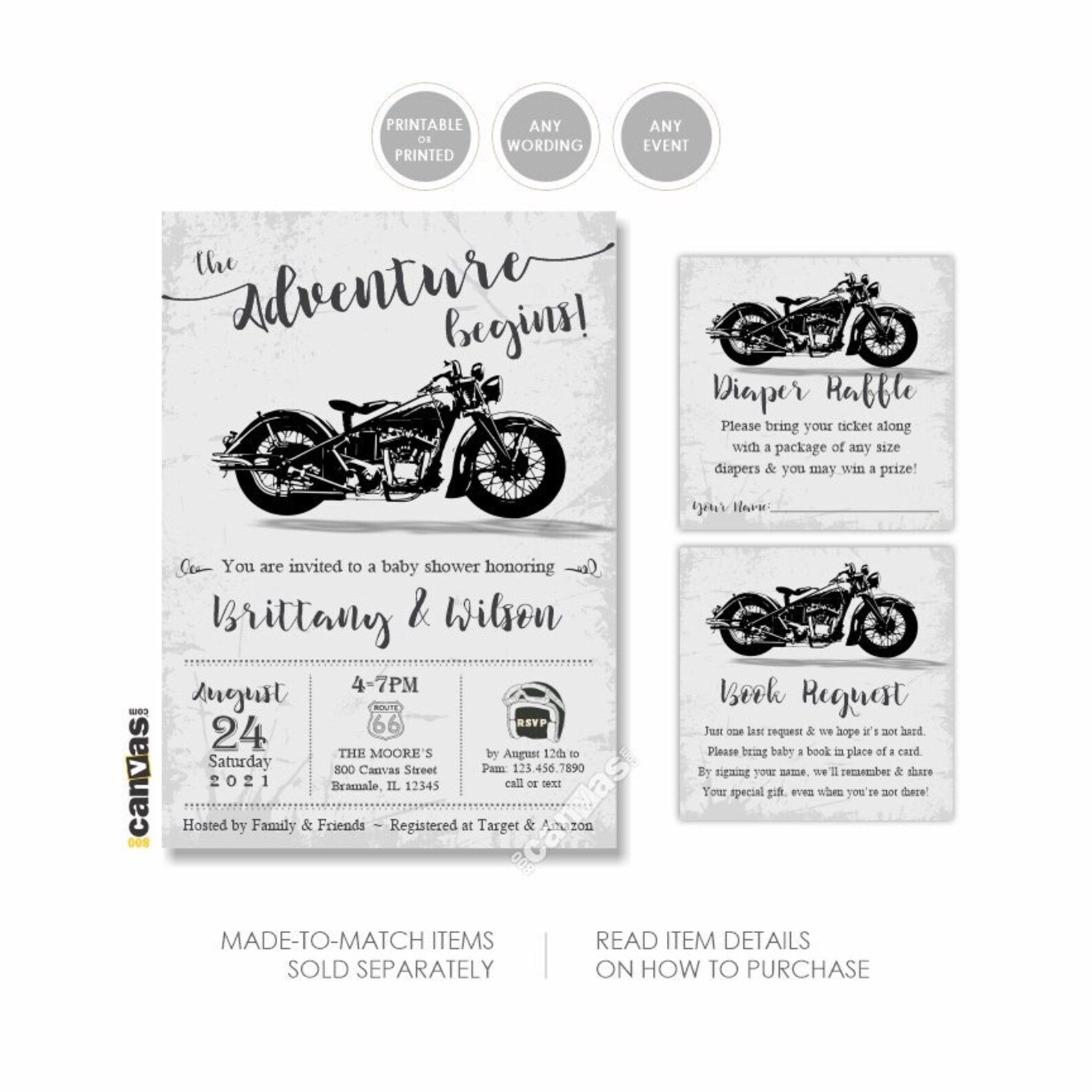 Motorcycle Baby Shower Motorcycle Baby Shower Invitation | Etsy