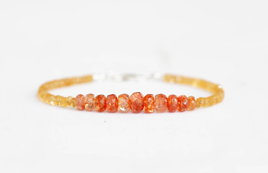 Citrine & Sunstone Bracelet, Beaded Citrine Ombre Jewelry, Yellow ...