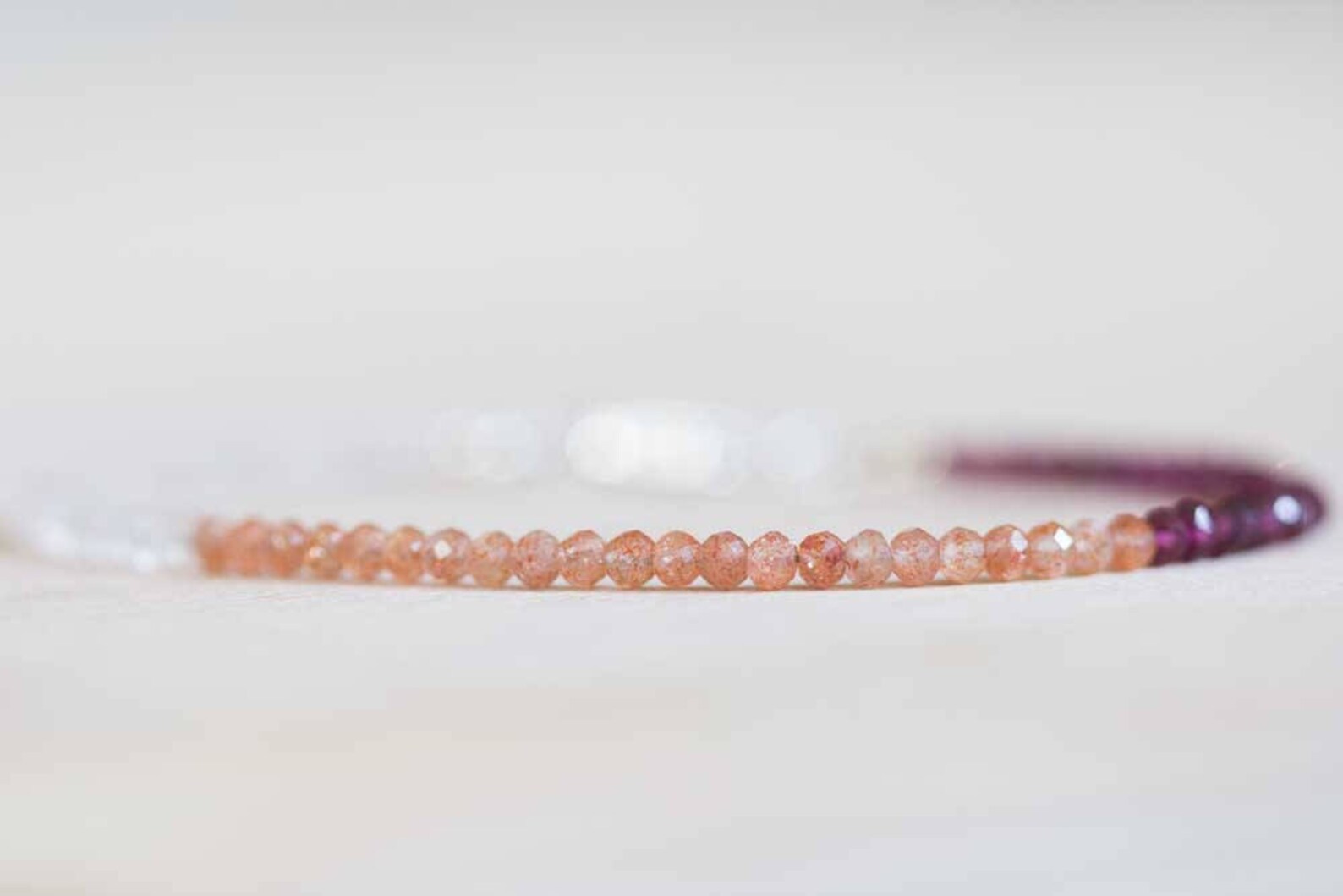 Sunstone Rose Quartz and Garnet Bracelet Delicate Beaded - Etsy