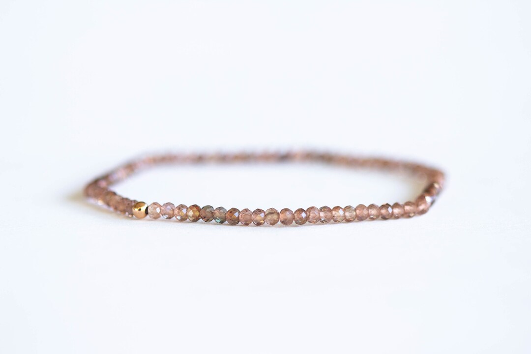 Andalusite Stretch Bracelet, Delicate Beaded Elastic Jewelry, Faceted ...
