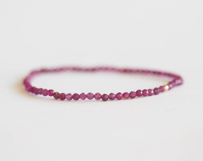 Dainty Ruby Stretch Bracelet Delicate Elastic Jewelry - Etsy