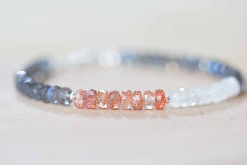 Labradorite Rainbow Moonstone & Sunstone Bracelet - Etsy