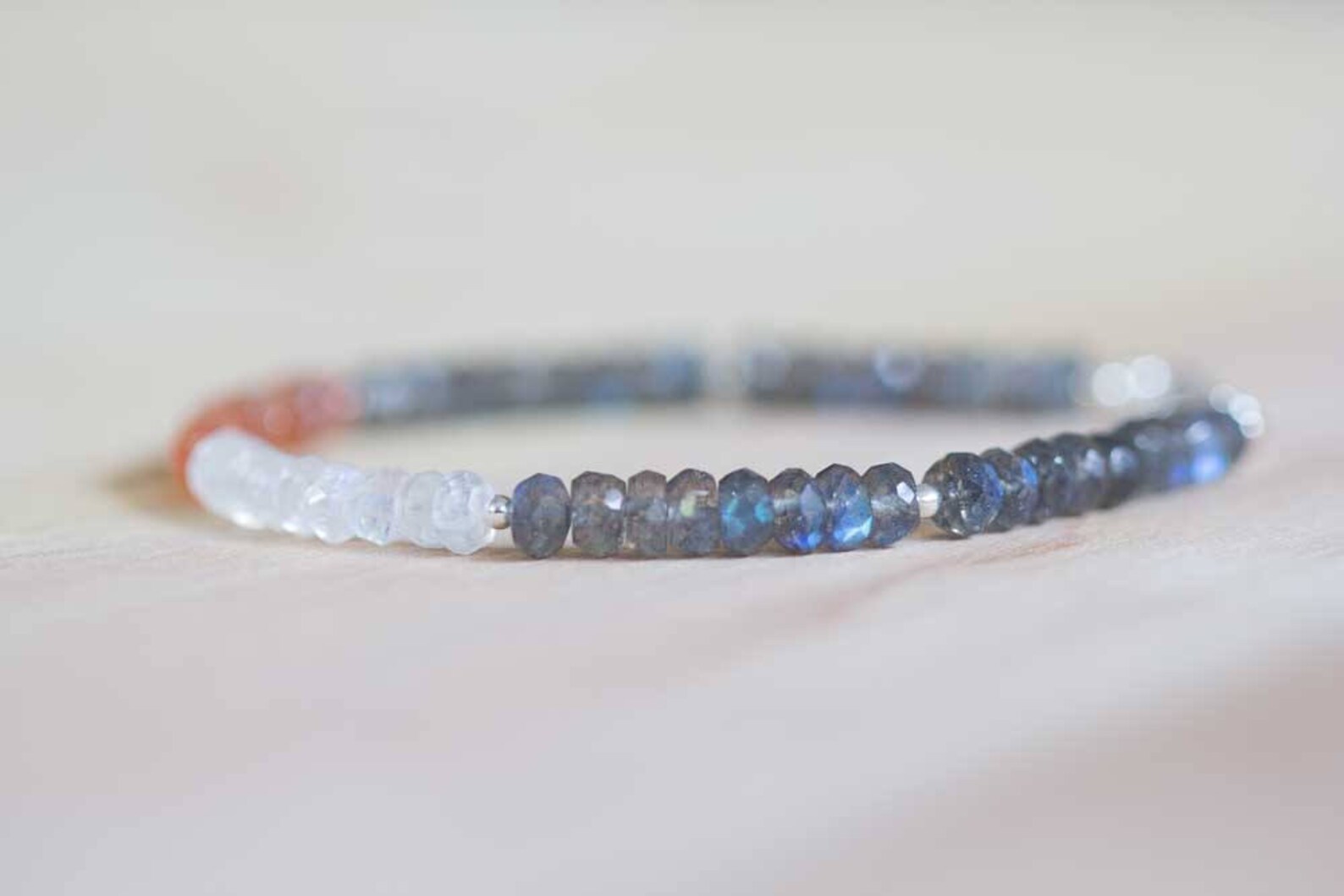 Labradorite Rainbow Moonstone & Sunstone Bracelet - Etsy